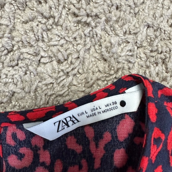 Zara | Dresses | Zara Red Leopard Print Dress | Poshmark